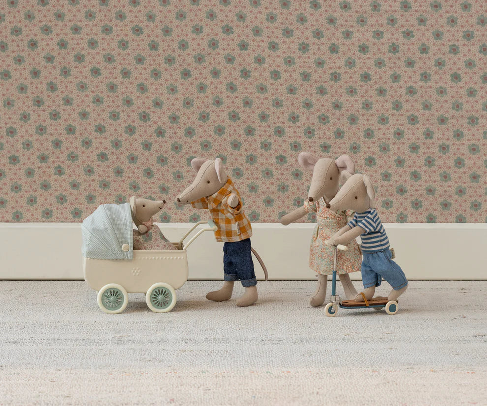 Maileg - Mouse Furniture - Pram with Baby Mouse - Mint – The Little Toy ...